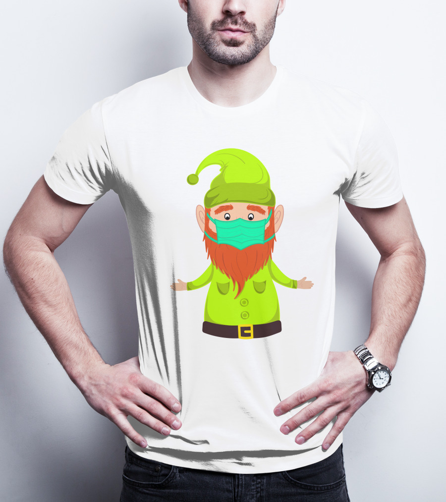 Gnome With Green Hat Wearing Face Mask T-Shirt