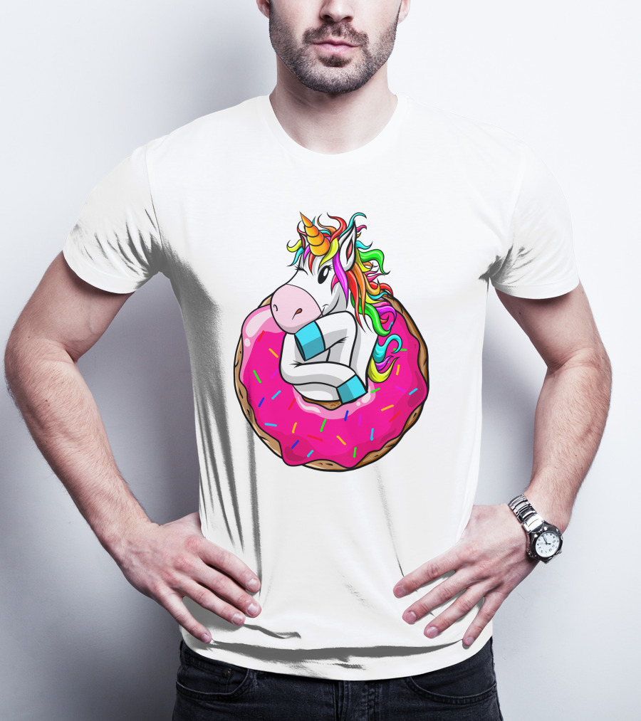 Unicorn Donut Cake Rainbow Horn Pink Sprinkles T-Shirt