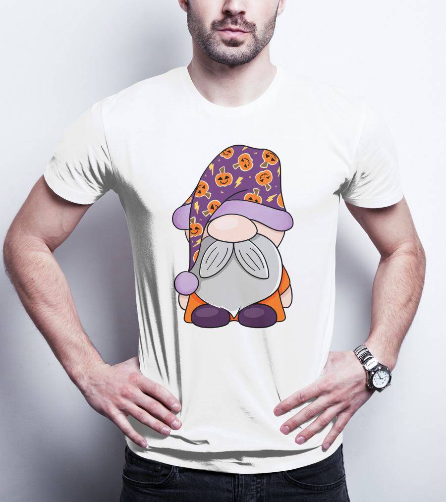 Fantastic Gnome Halloween Pumpkin Pattern Hat And Costume T-Shirt