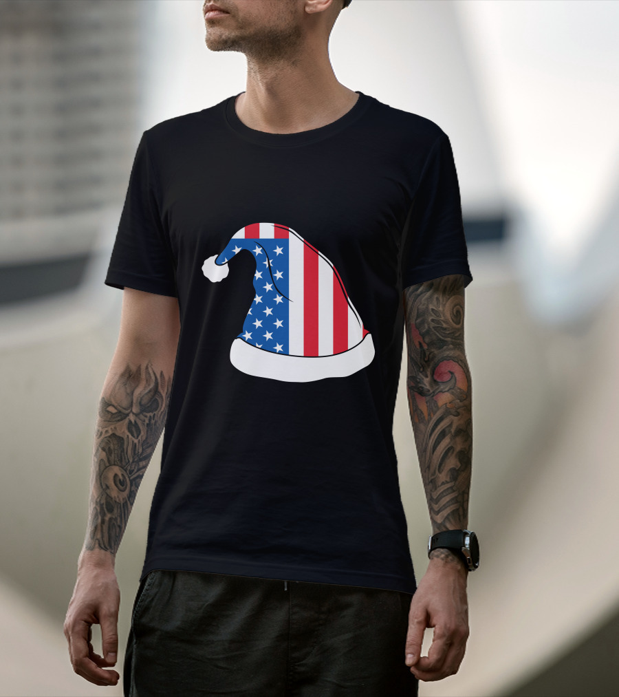 USA Flag Santa Hat Christmas Hat T-Shirt