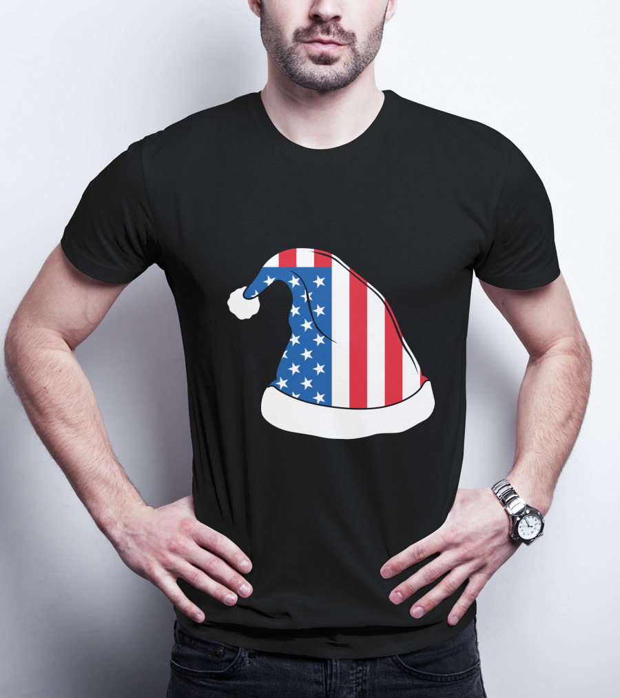 USA Flag Santa Hat Christmas Hat T-Shirt