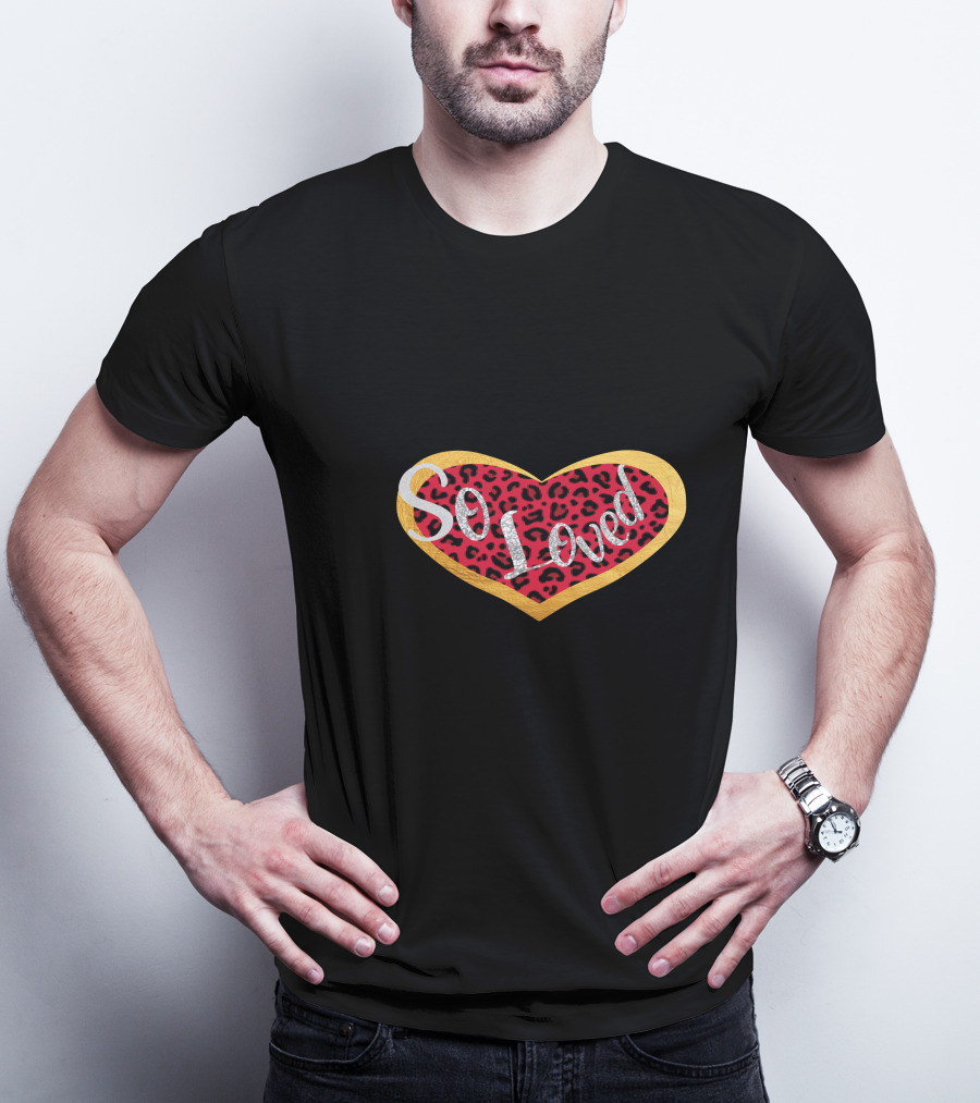 So Loved Heart Red Leopard Valentine's Day T-Shirt