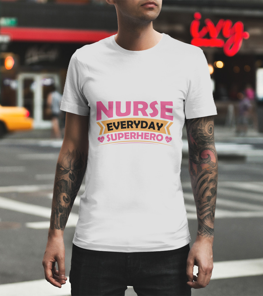 Nurse Everyday Superhero Heartbeat Icons T-Shirt