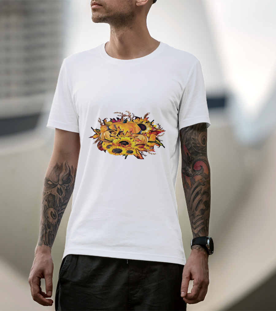 Thanksgiving Pumpkins Sunflower Fall Harvest Arrangement T-Shirt