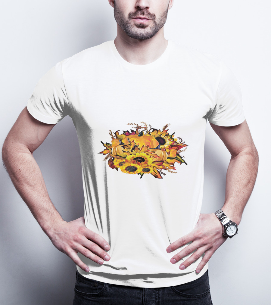 Thanksgiving Pumpkins Sunflower Fall Harvest Arrangement T-Shirt