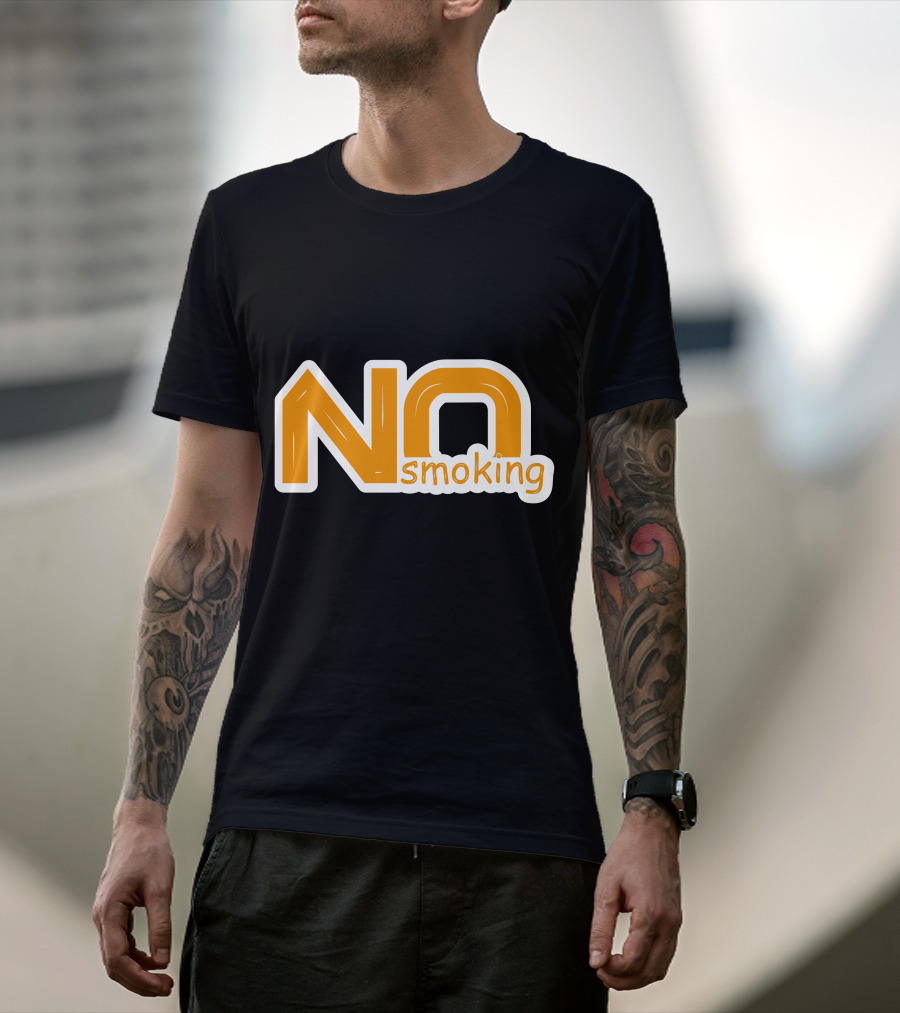 NO Smoking Style Bold Orange Text T-Shirt