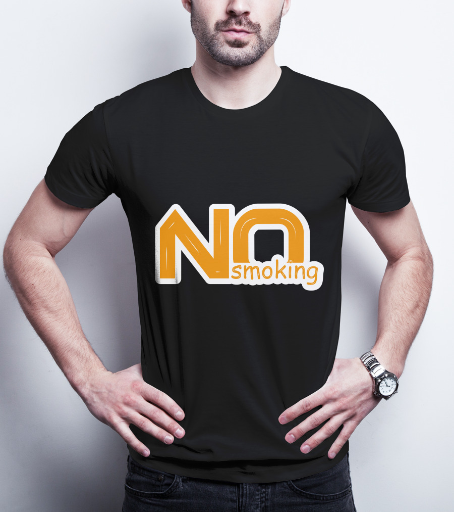 NO Smoking Style Bold Orange Text T-Shirt