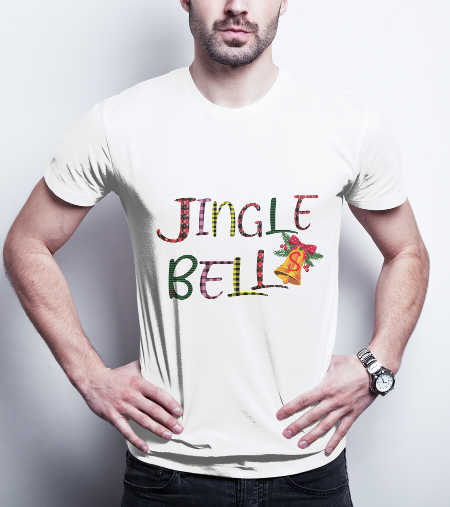 Jingle Bell Holiday Pattern With Festive Bow And Holly T-Shirt