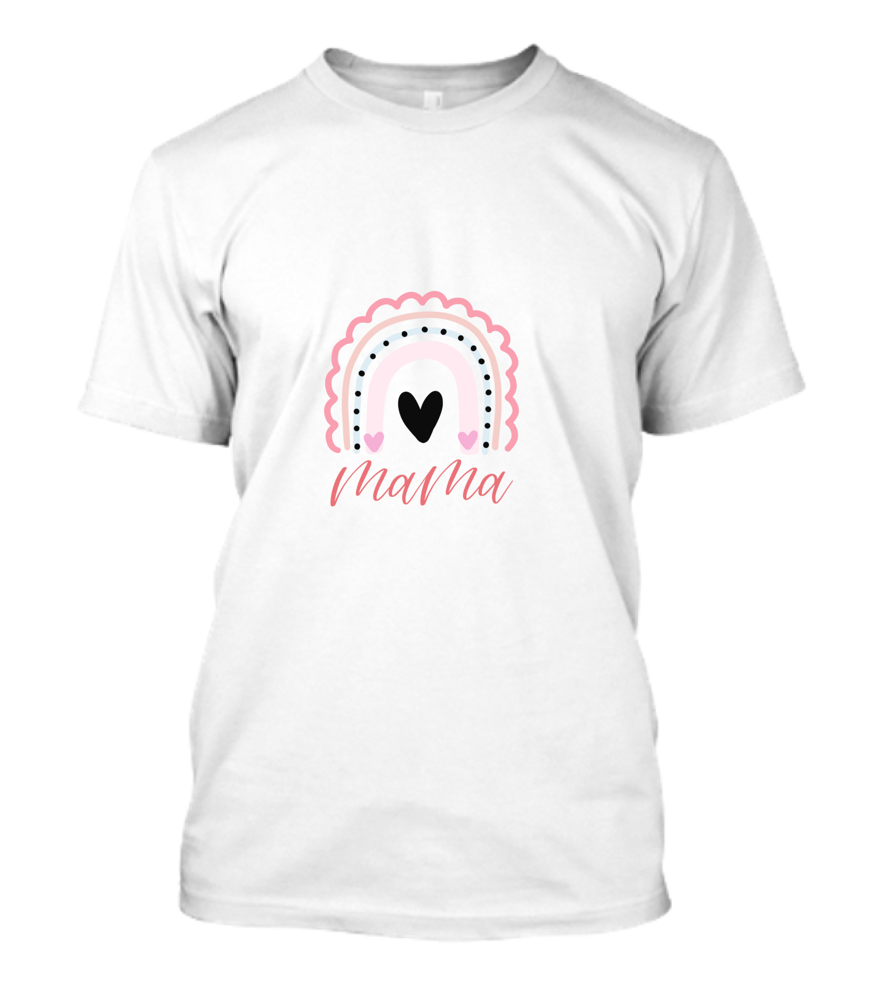 Mama Rainbow Heart Scalloped Pastel T-Shirt