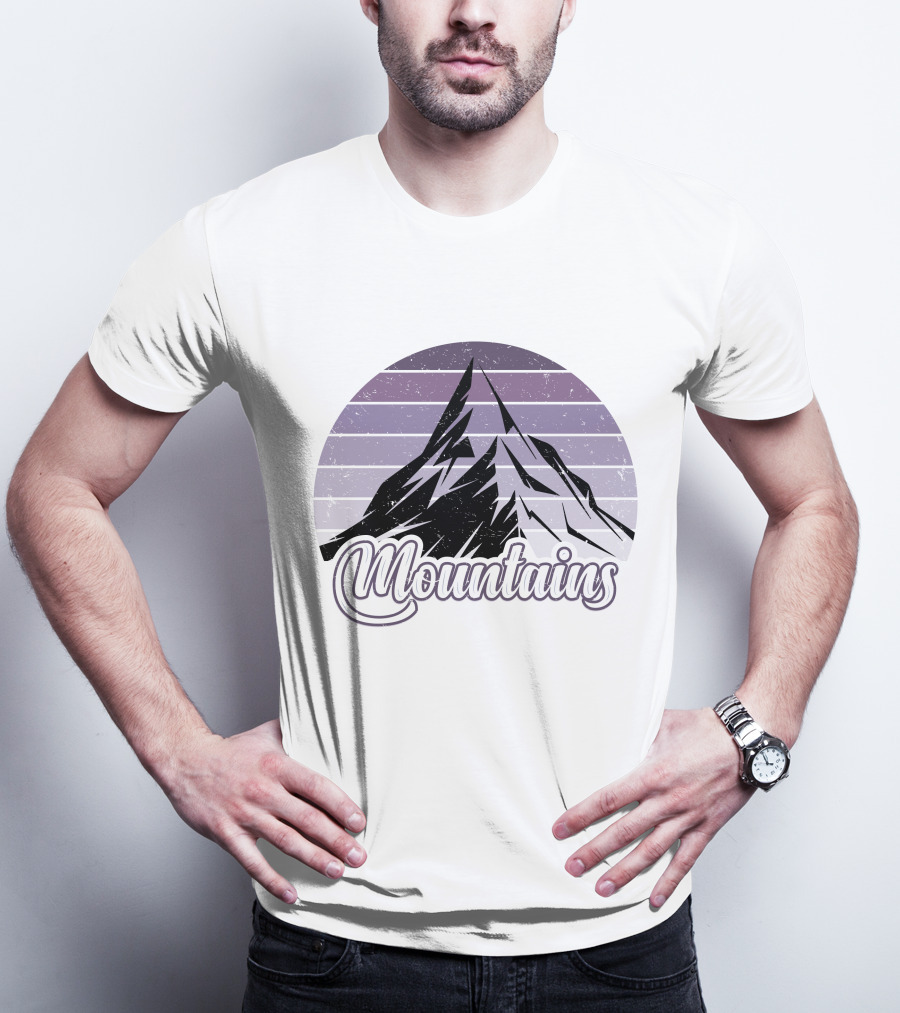 Mountains Vintage Retro Sunset Camping T-Shirt