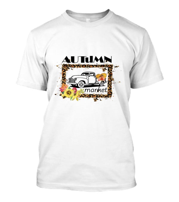 Autumn Market Vintage Truck With Pumpkins And Flowers T-Shirt