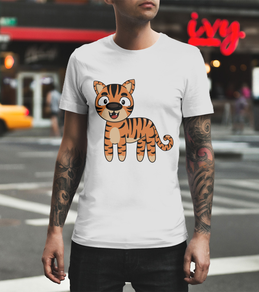 Adorable Striped Cartoon Baby Tiger T-Shirt