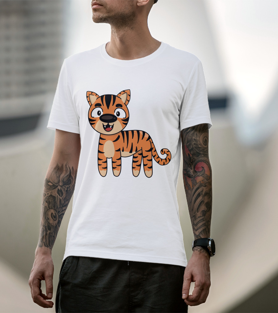 Adorable Striped Cartoon Baby Tiger T-Shirt