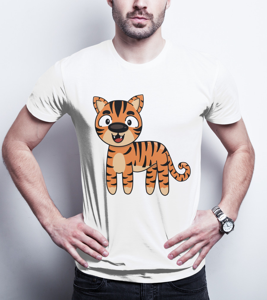 Adorable Striped Cartoon Baby Tiger T-Shirt