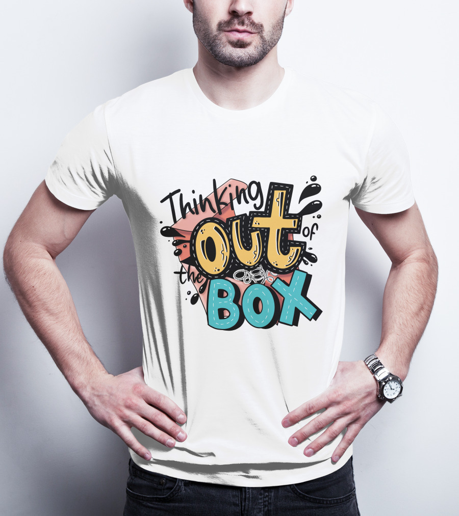 Thinking Out Of The Box Creative Typography T-Shirt