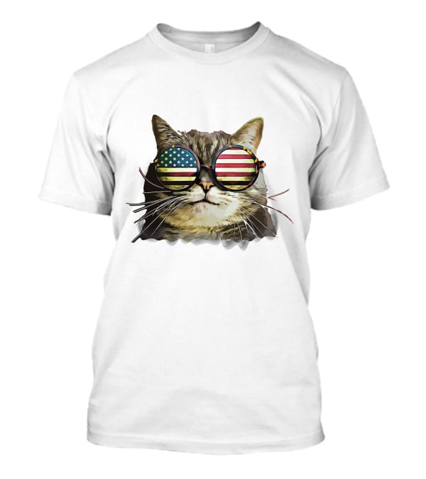 USA Flag Sunglasses Cat T-Shirt