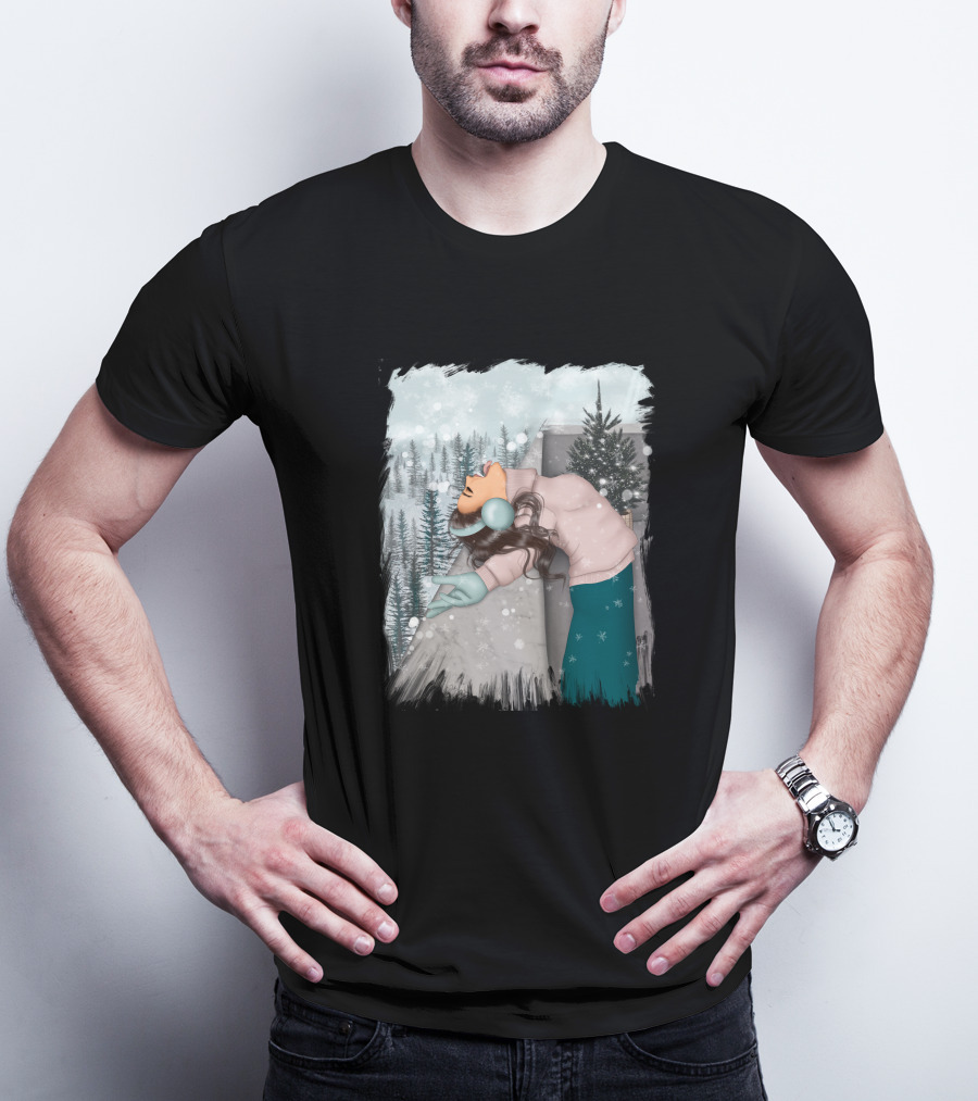 Best Wish In Winter Embracing Snowfall In Forest Scene T-Shirt