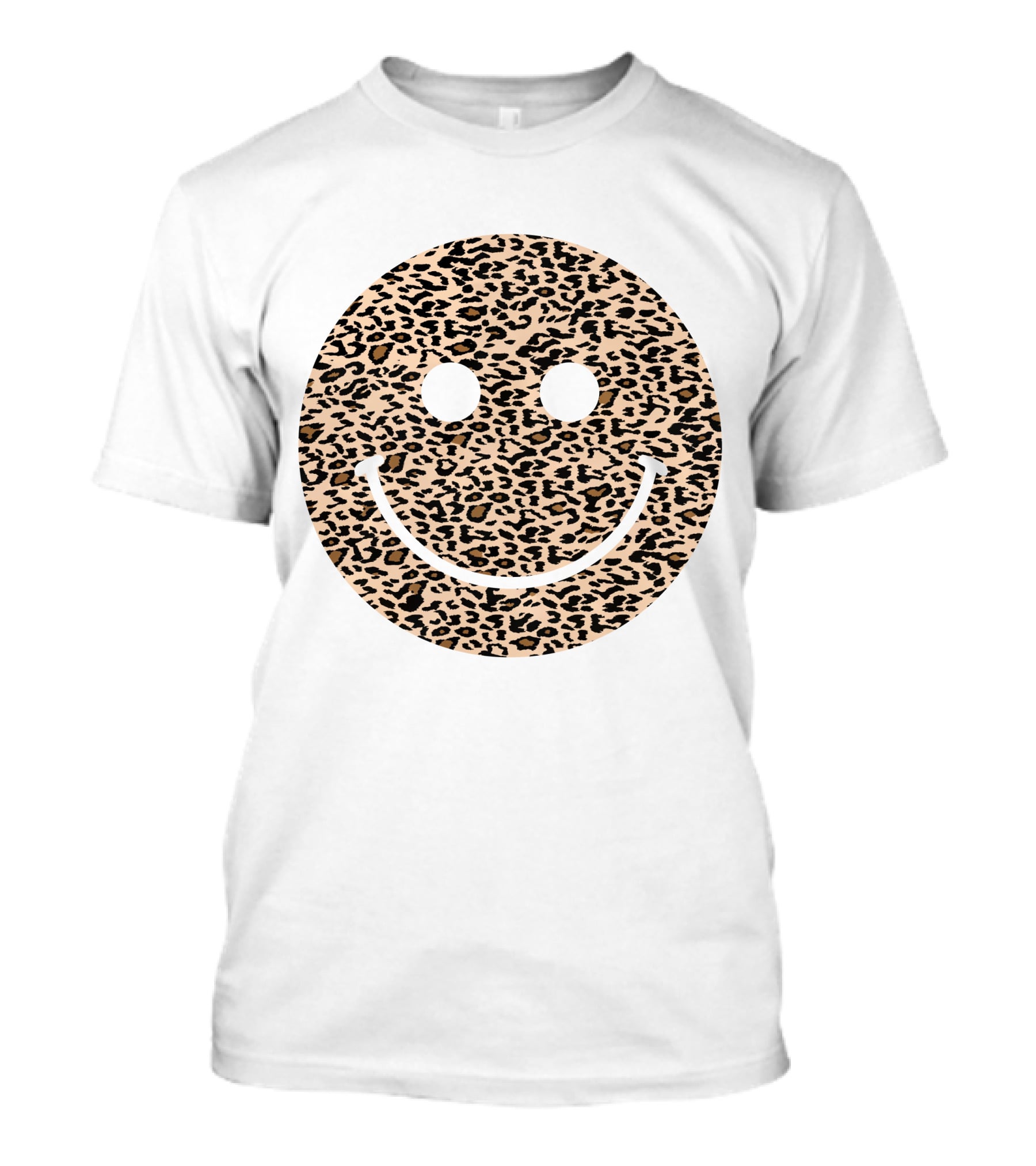 Leopard Print Happy Face T-Shirt