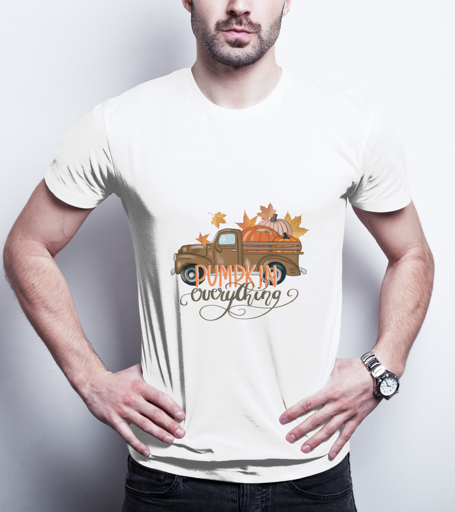 Pumpkin Everything Fall Truck With Leaves T-Shirt