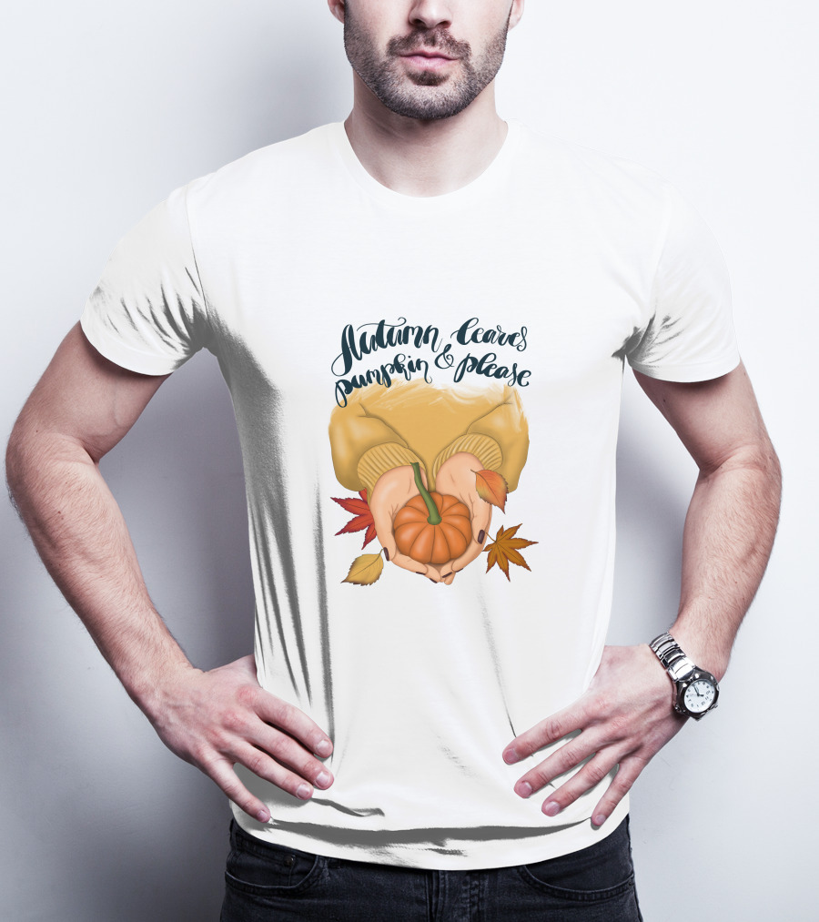 Autumn Leaves Pumpkin Please Cozy Fall Vibes T-Shirt