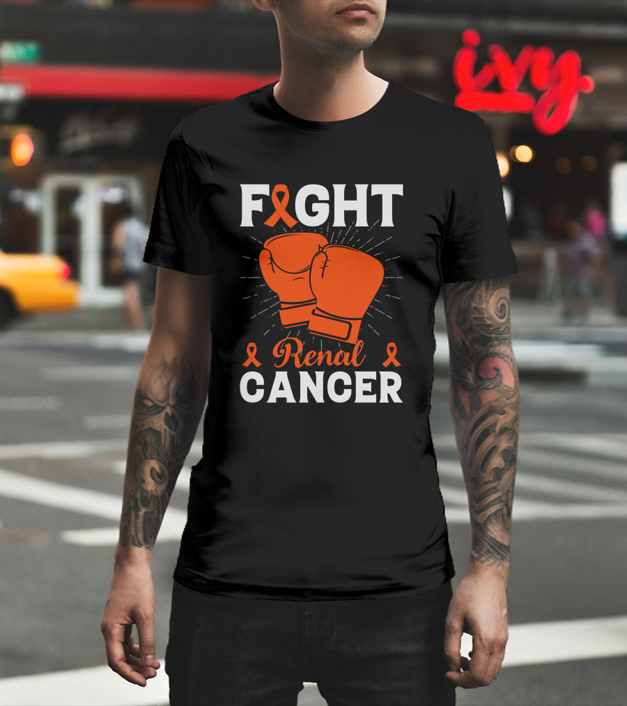 FIGHT RENAL CANCER ORANGE RIBBON BOXING GLOVES T-Shirt