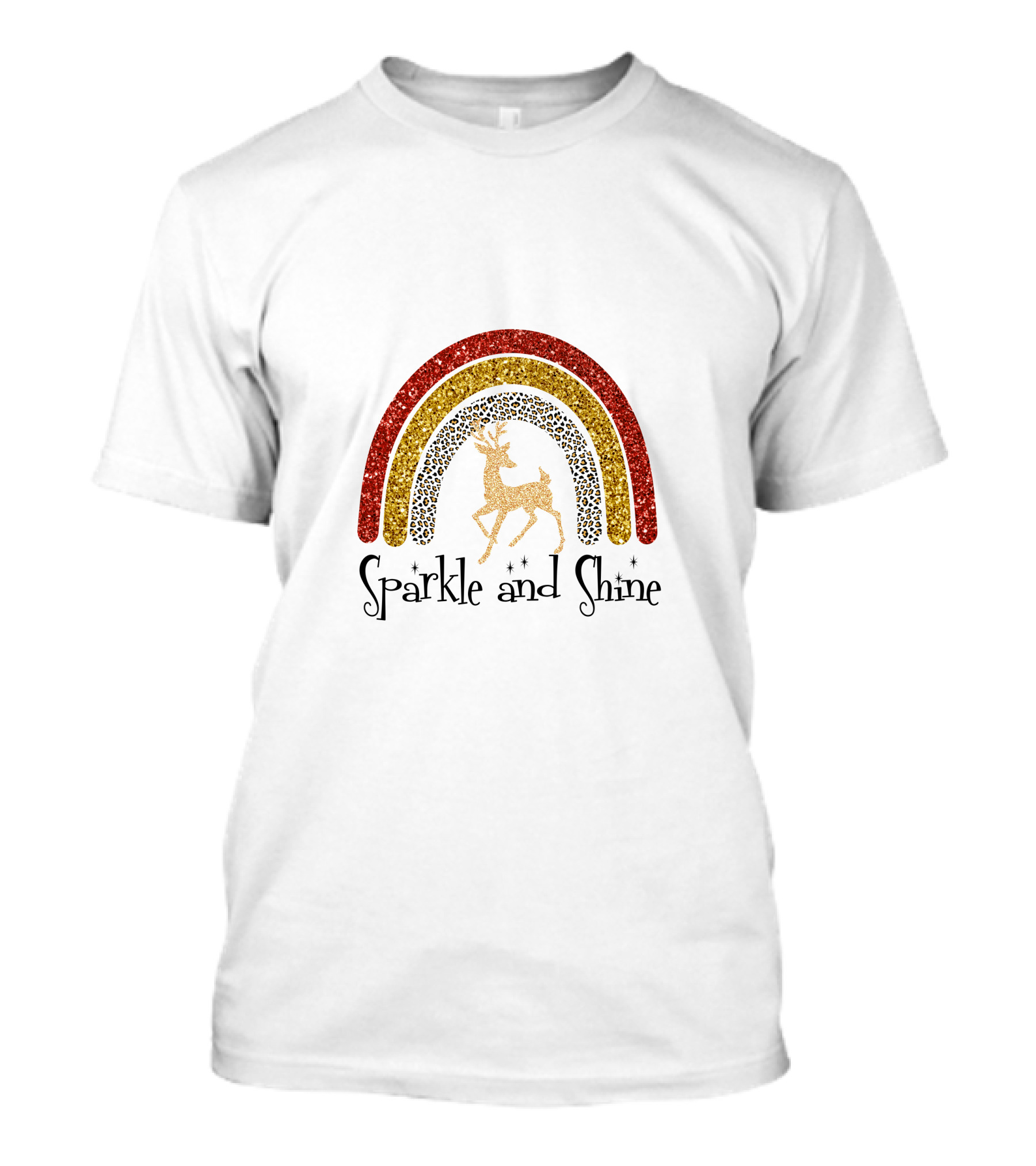Sparkle And Shine Reindeer Rainbow T-Shirt