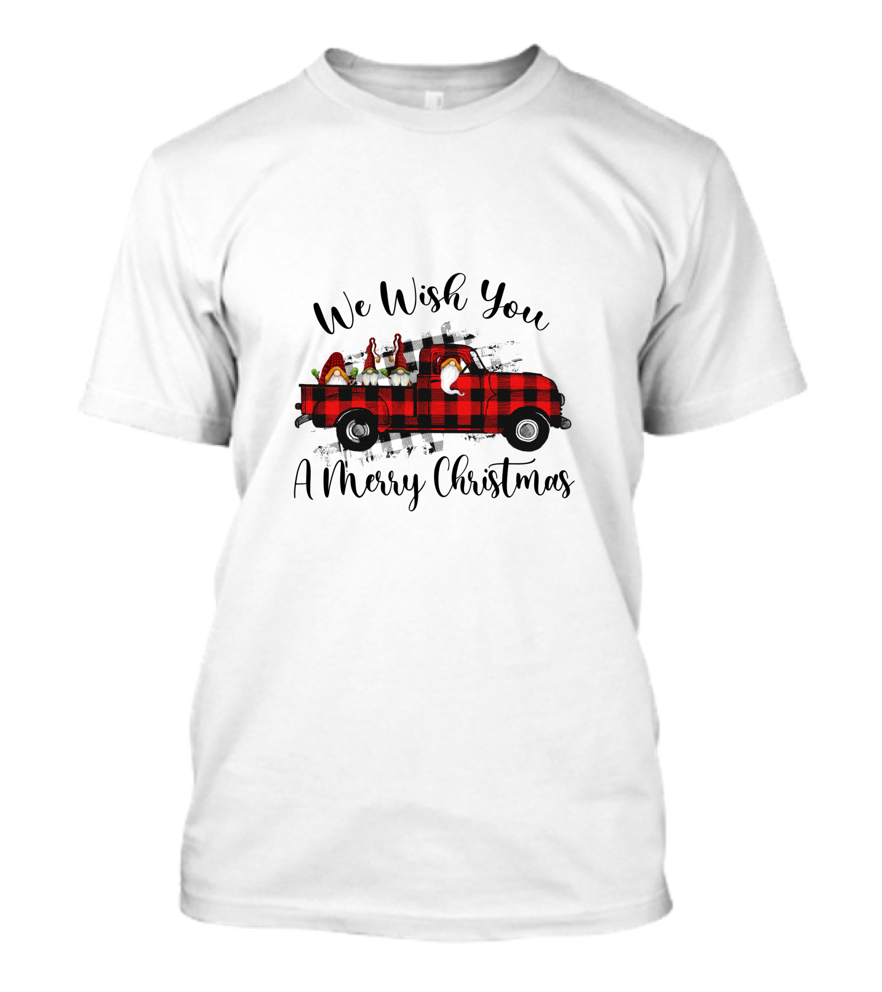 We Wish You A Merry Christmas Plaid Truck Holiday T-Shirt