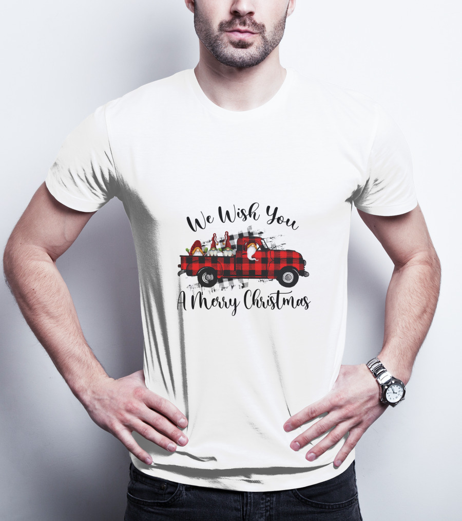 We Wish You A Merry Christmas Plaid Truck Holiday T-Shirt