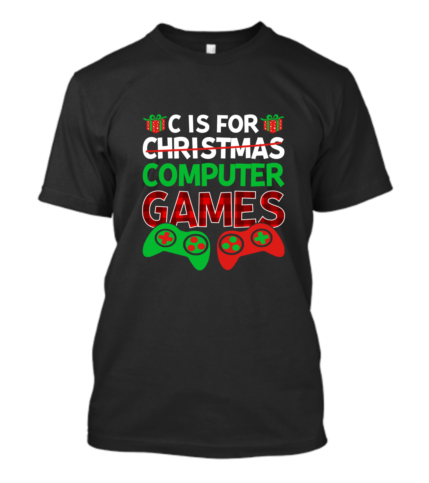 C Is For Christmas Computer Games With Holiday Controllers T-Shirt