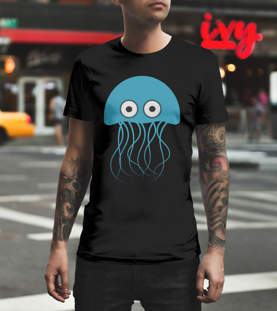 Cartoon Jellyfish Blue Eyes T-Shirt