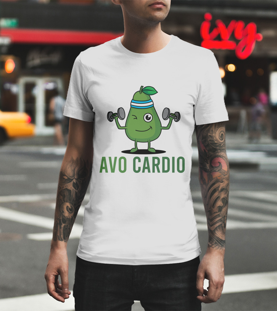 Avo Cardio Winking Avocado Dumbbell Workout T-Shirt