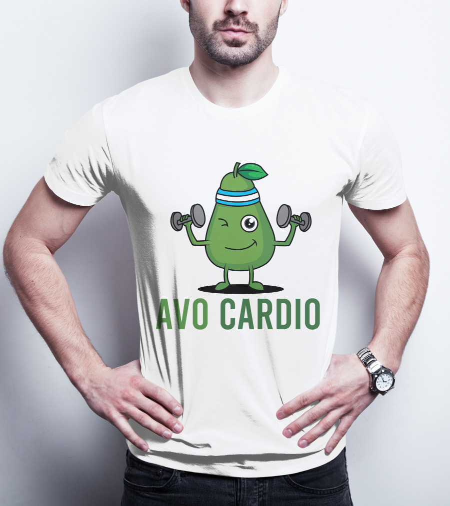 Avo Cardio Winking Avocado Dumbbell Workout T-Shirt