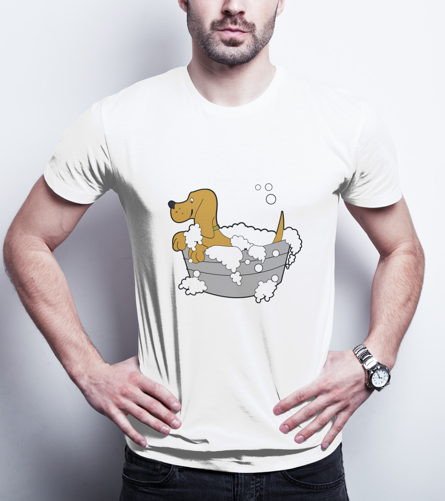Bath Time Puppy In Bubble Tub Cartoon T-Shirt