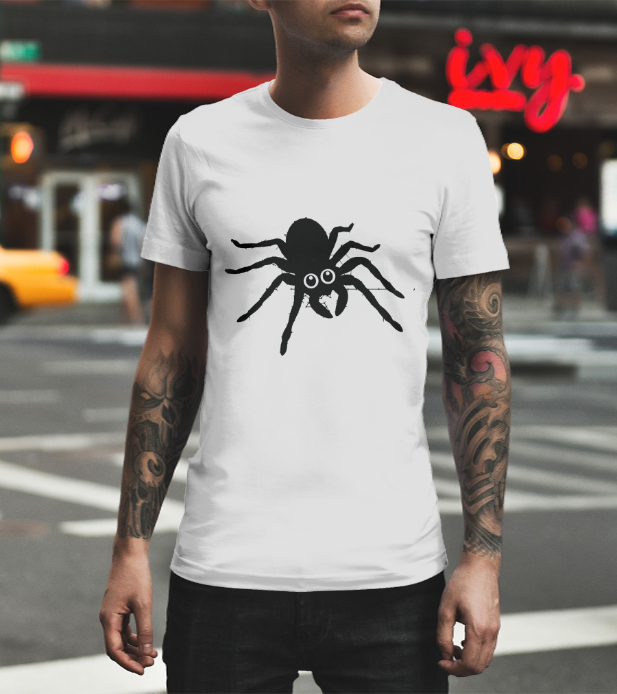 Cute Spider With Big Eyes In Web T-Shirt