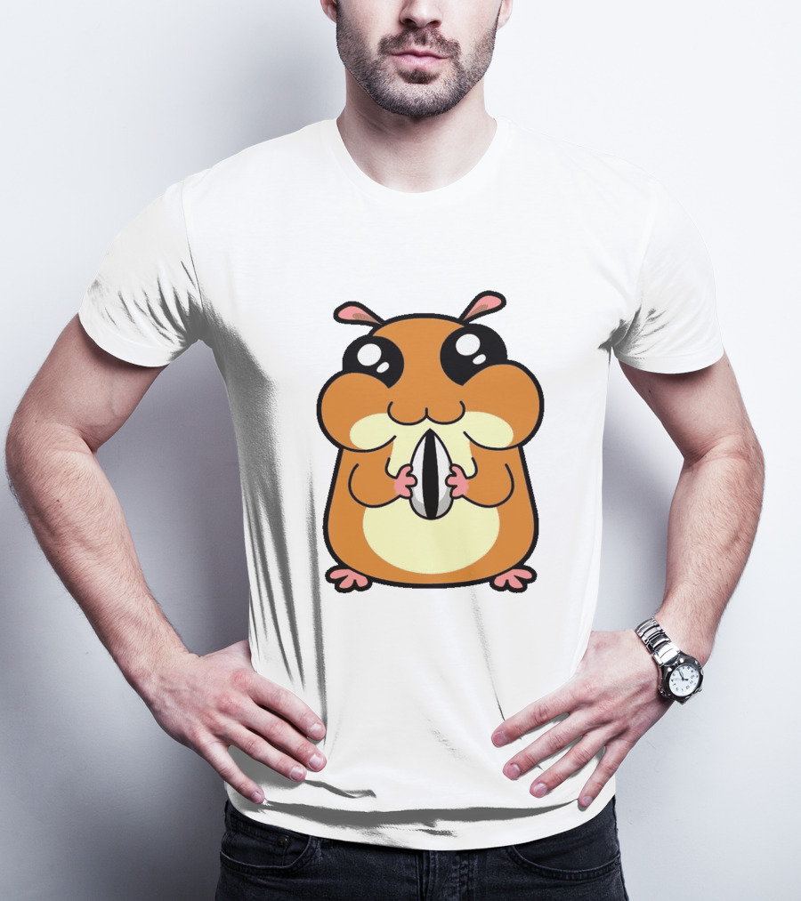 Hamster Eating Sunflower Seed Cartoon Character T-Shirt