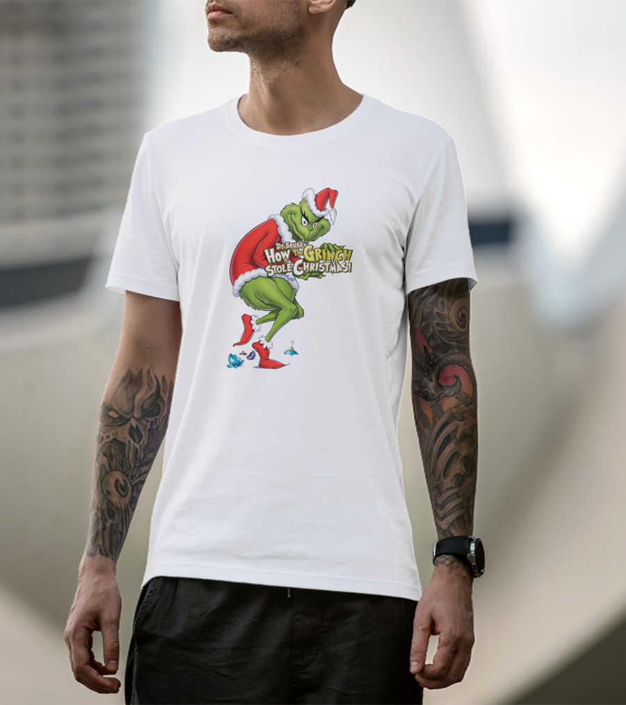 Dr Seuss How The Grinch Stole Christmas Santa Grinch Mischievous Pose T-Shirt