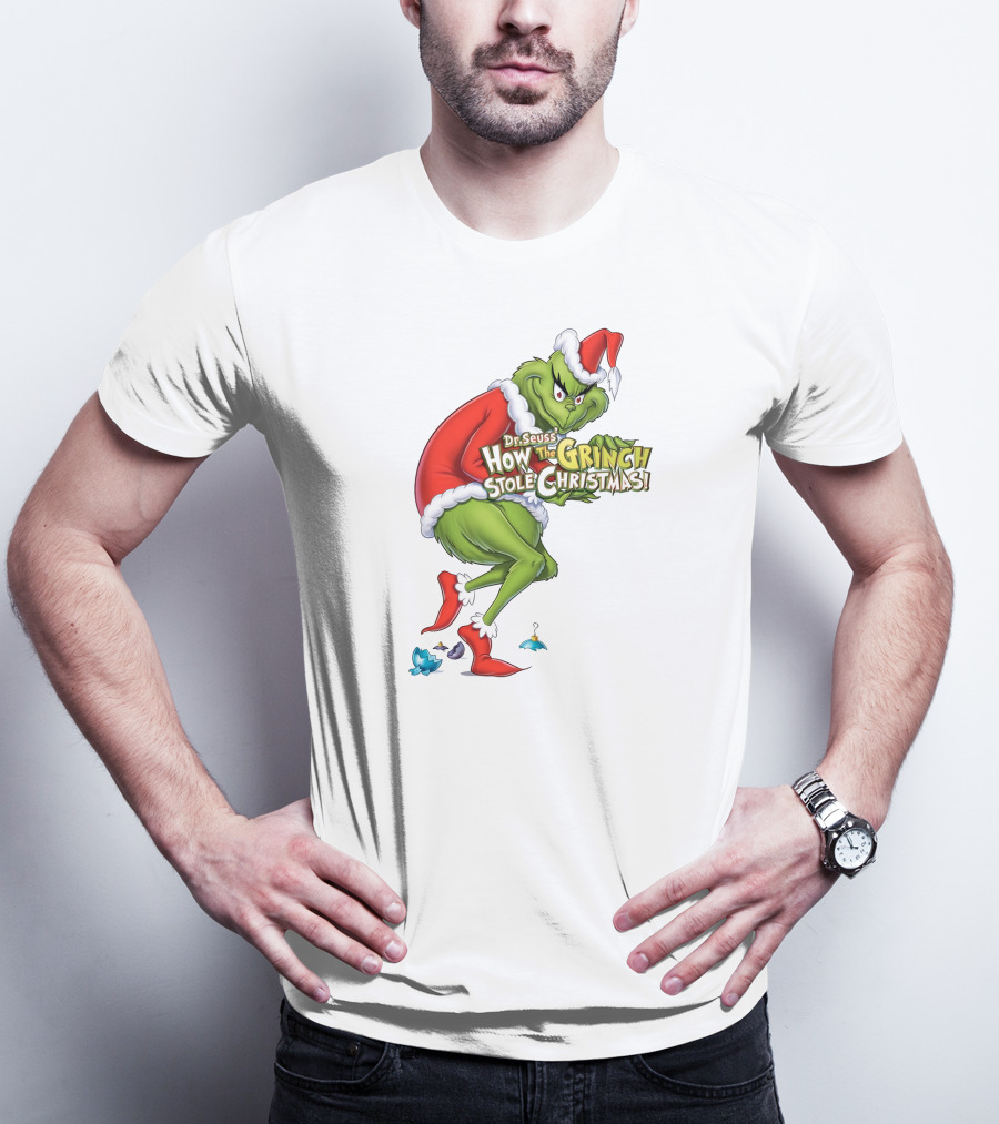 Dr Seuss How The Grinch Stole Christmas Santa Grinch Mischievous Pose T-Shirt