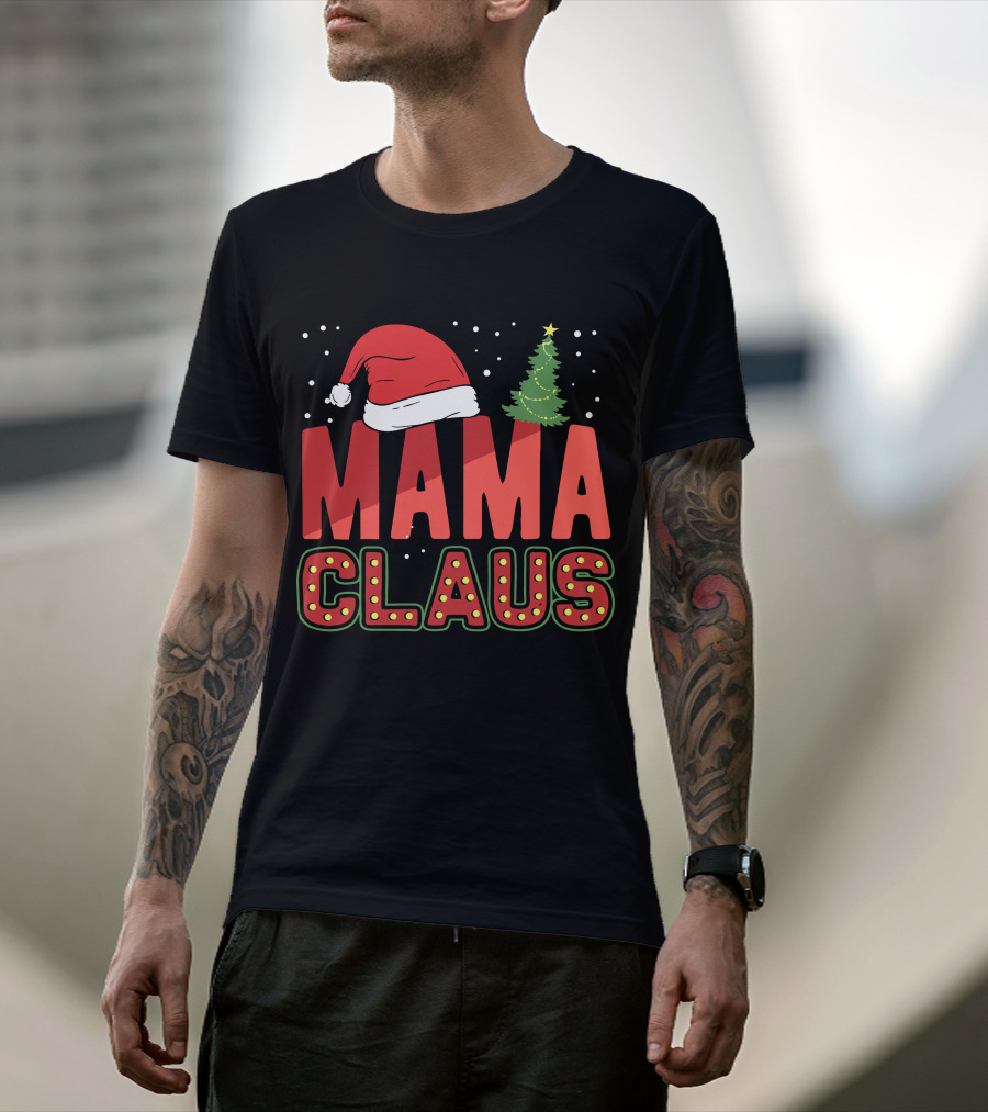 Mama Claus Christmas Santa Hat Tree T-Shirt