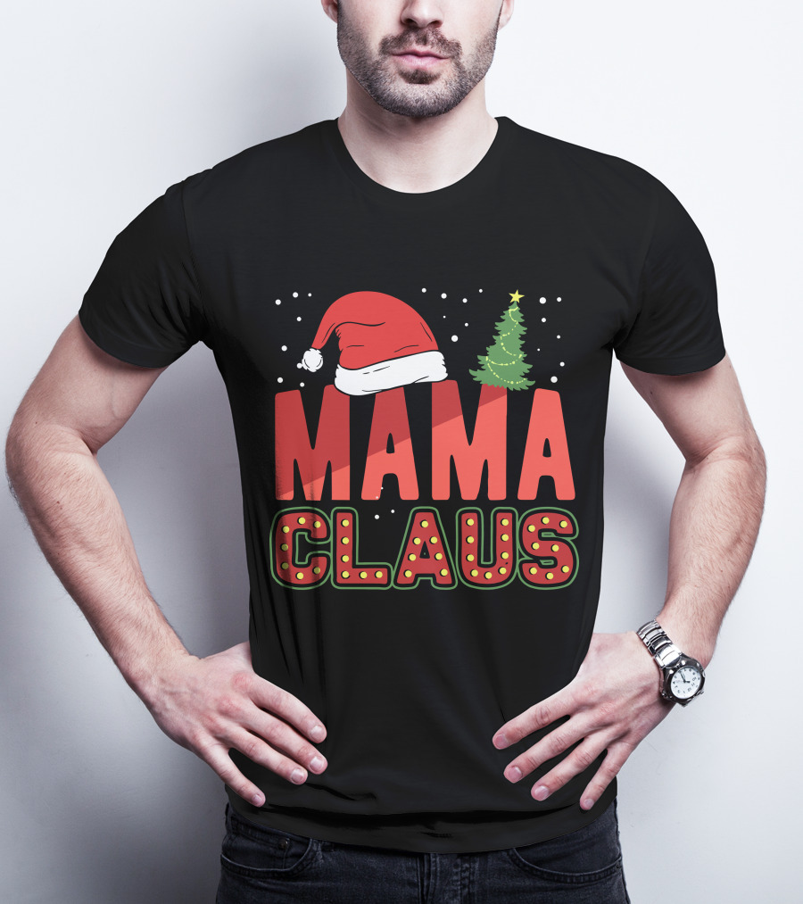Mama Claus Christmas Santa Hat Tree T-Shirt