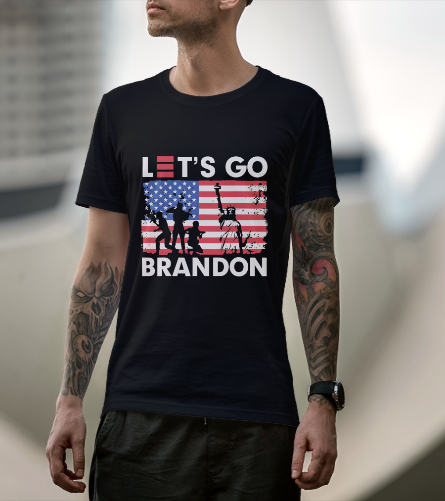 Let's Go Brandon American Flag Statue Of Liberty T-Shirt