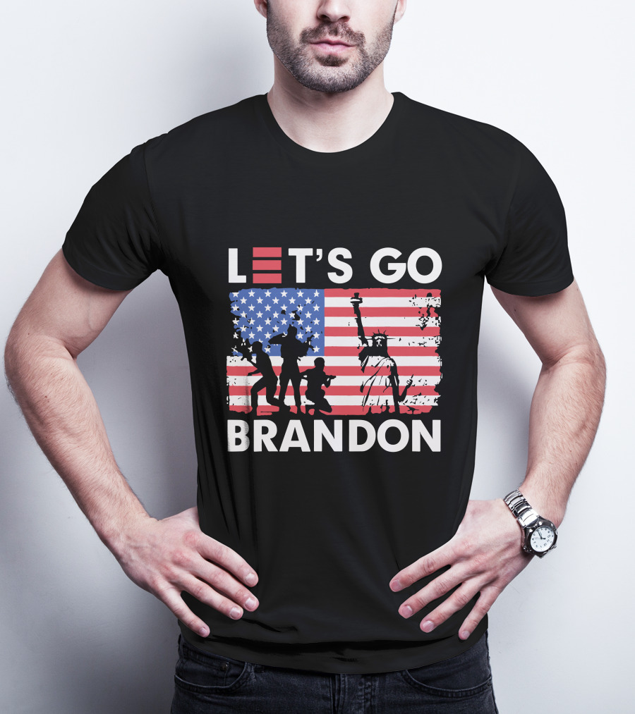 Let's Go Brandon American Flag Statue Of Liberty T-Shirt