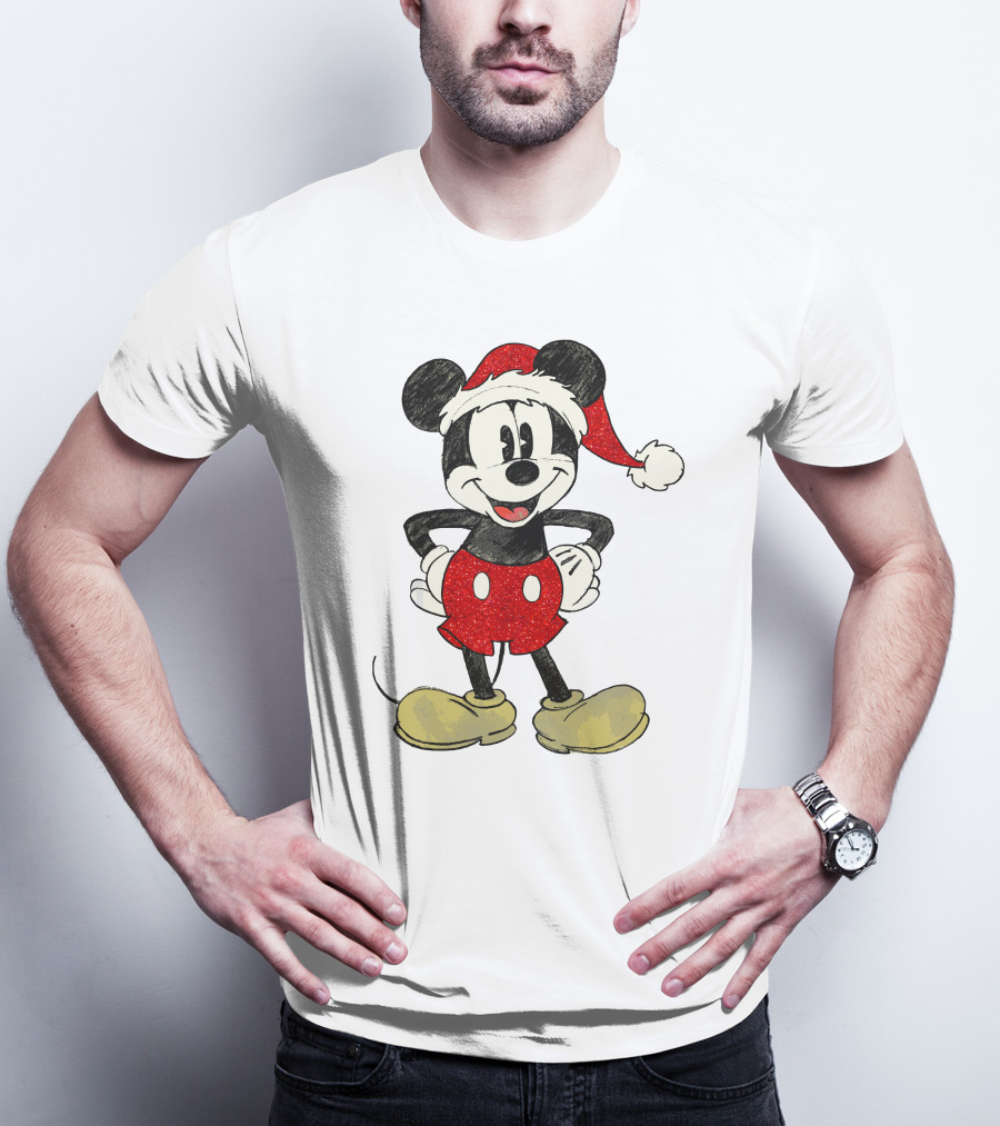 Mickey Mouse Santa Hat Christmas Disney T-Shirt