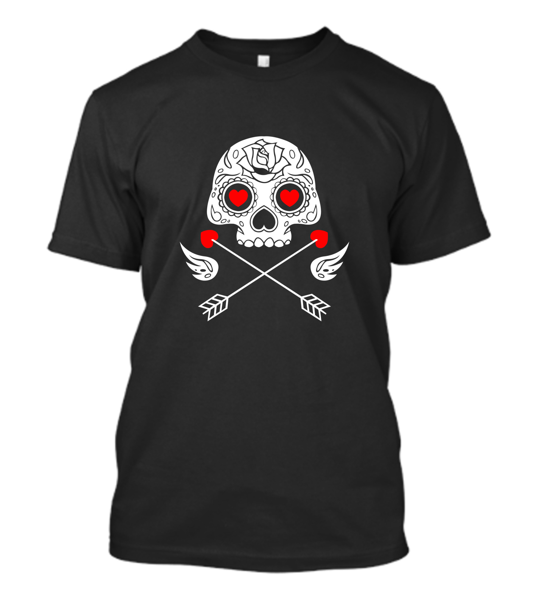 Cupido Valentines Day Sugar Skull With Hearts And Arrows T-Shirt