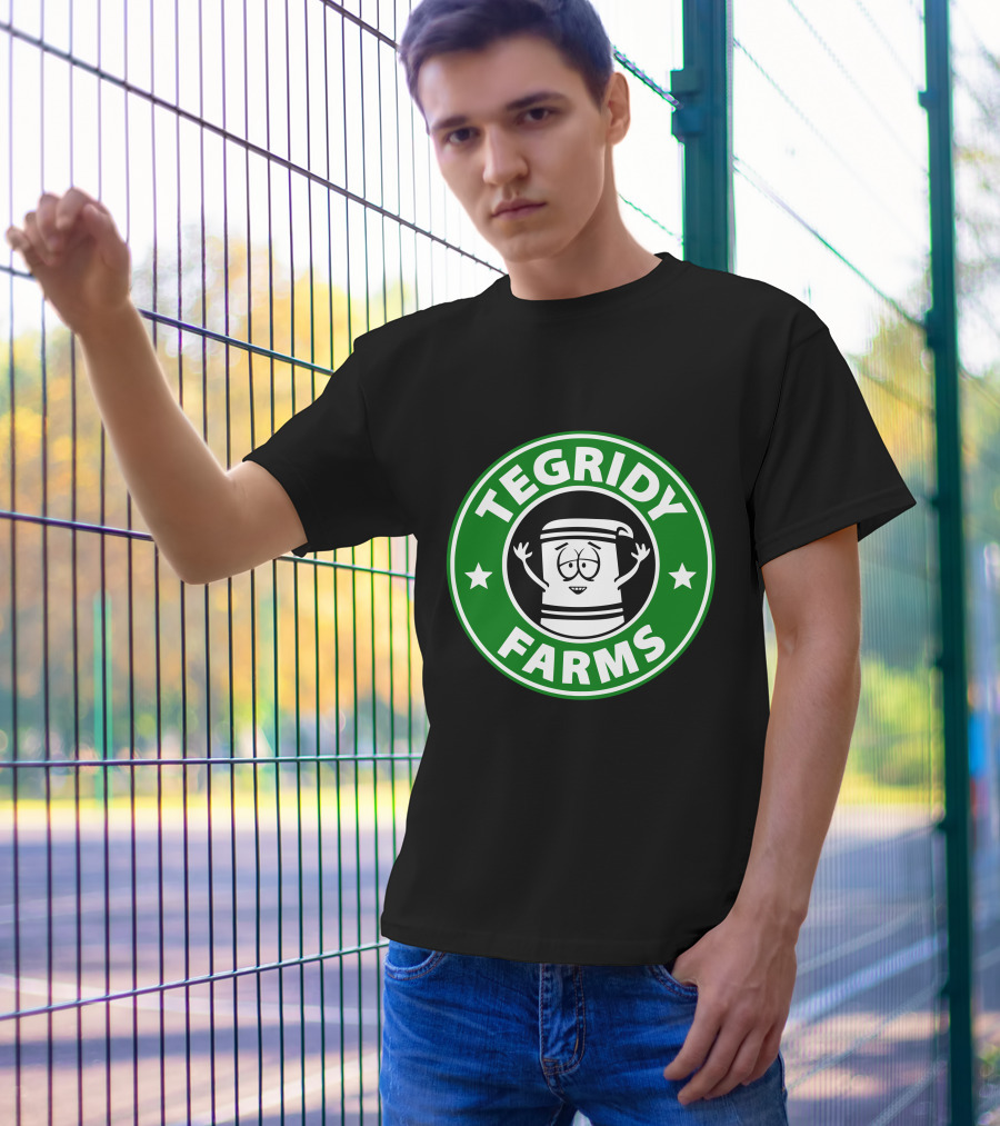 Tegridy Farms Cannabis Cup Logo With Cartoon Character And Green Circle T-Shirt