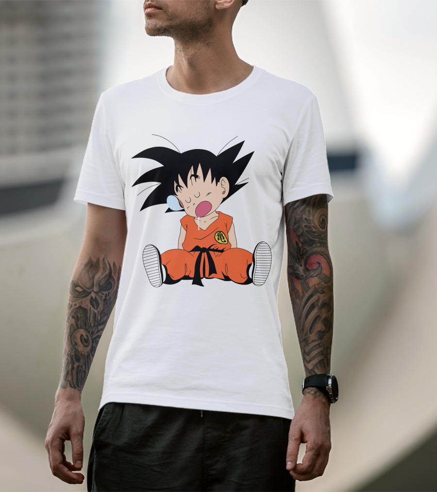 Baby Goku Sleepy Orange Gi Krillin Kanji Bubblegum Drool T-Shirt