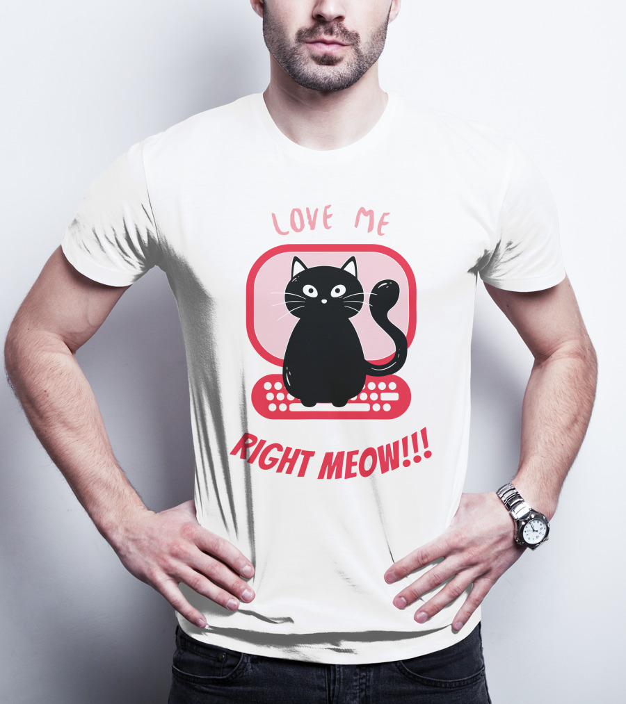 Love Me Right Meow Valentine Boss Kitty T-Shirt