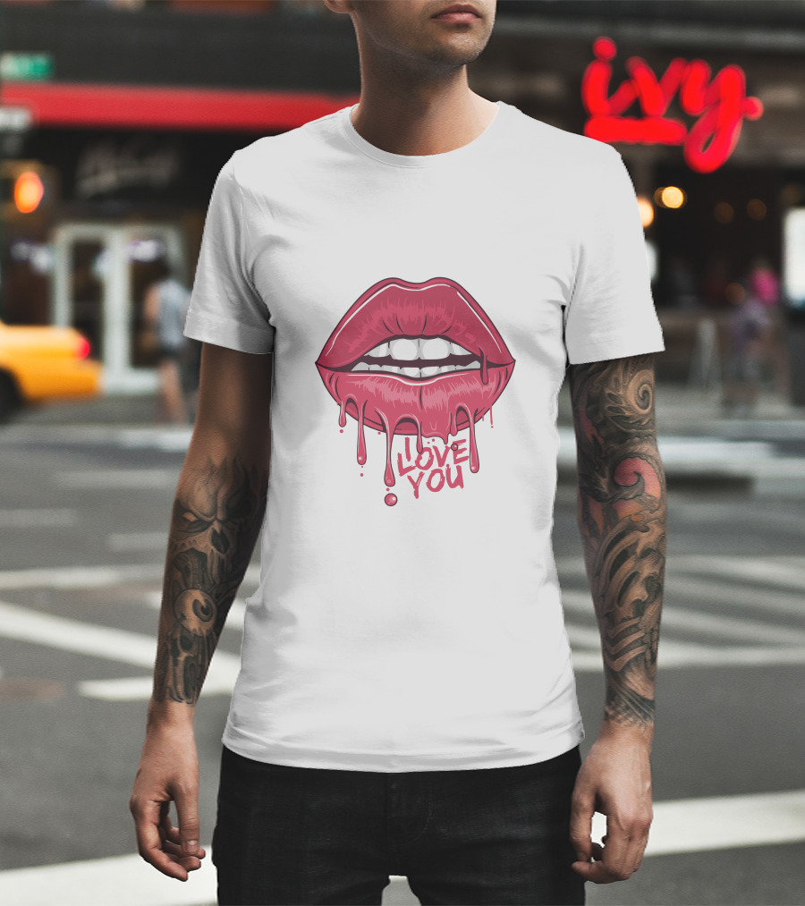 Lips Dripping Pink Love You Kiss Blood T-Shirt