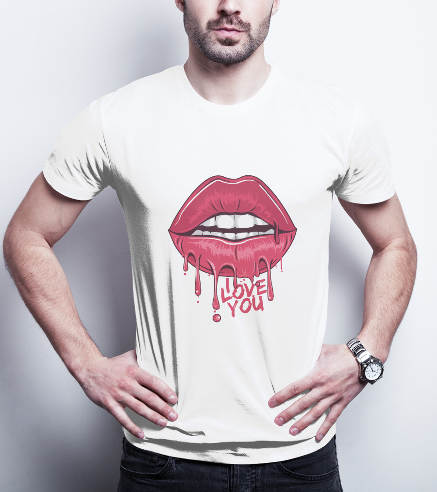Lips Dripping Pink Love You Kiss Blood T-Shirt