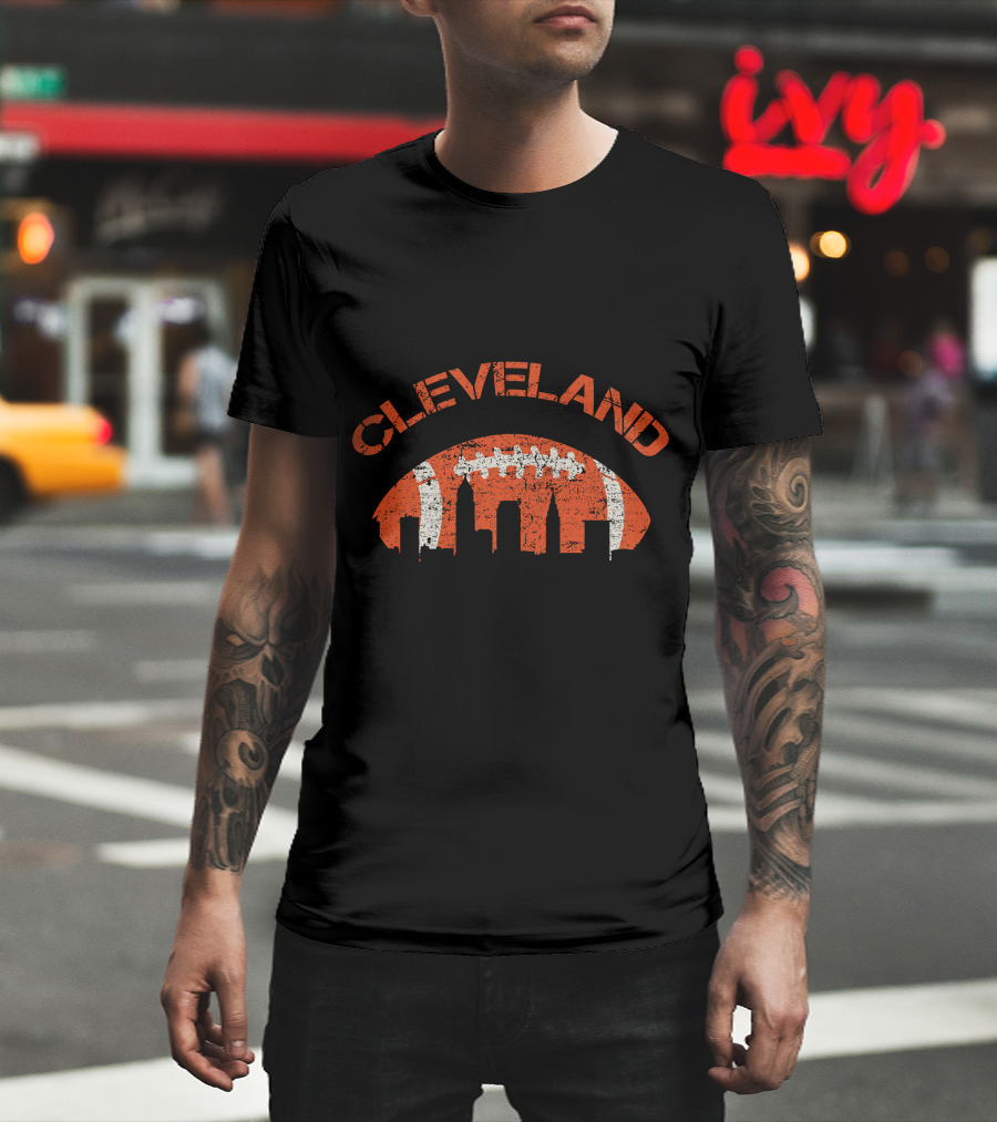 Vintage Cleveland Skyline Football T-Shirt