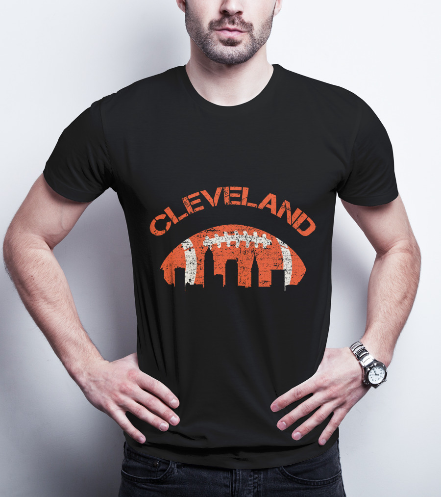 Vintage Cleveland Skyline Football T-Shirt